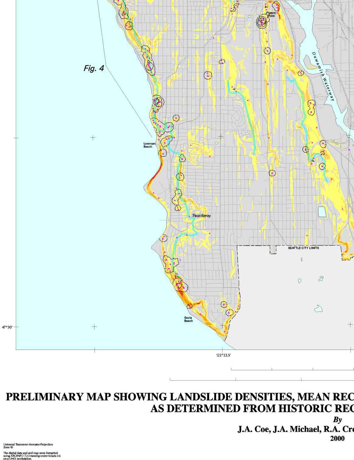 Plate 1. Preliminary map showing landslide densities, mean recurrance
